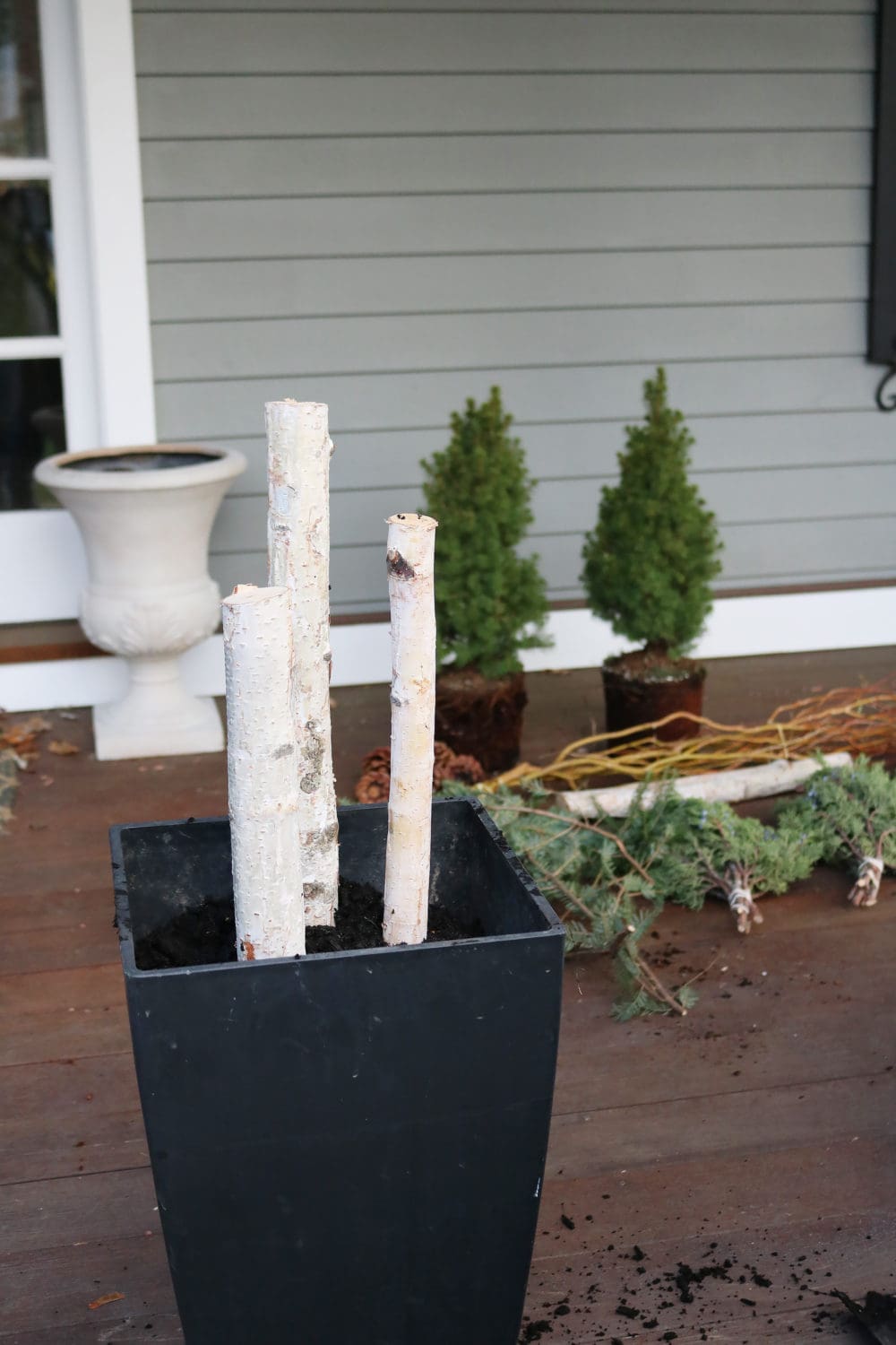 Outdoor Winter Birch Planters - Darling Darleen | A Lifestyle Design Blog